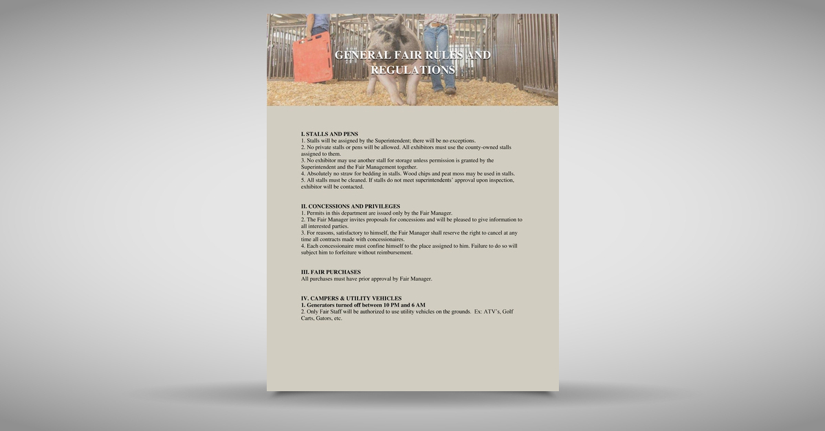 GENERAL FAIR RULES AND
