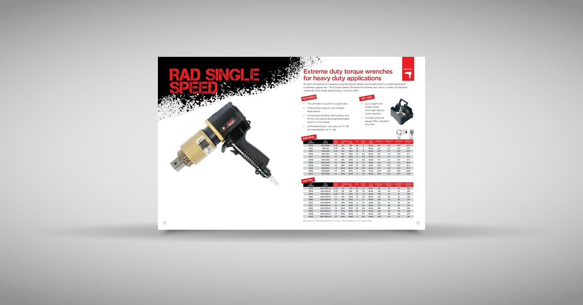 RAD Single Speed Product Sheet