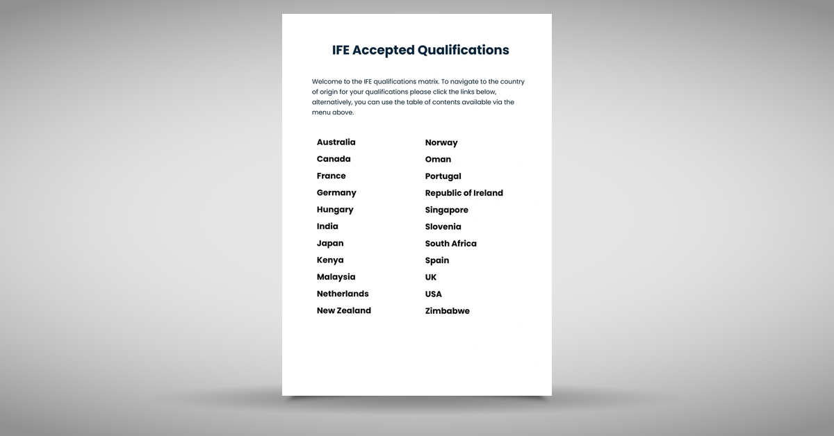 IFE Accepted Qualifications Listing