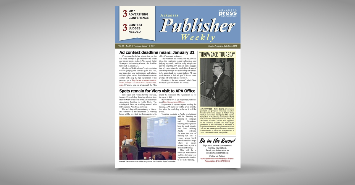 Arkansas Publisher Weekly 2017 archives